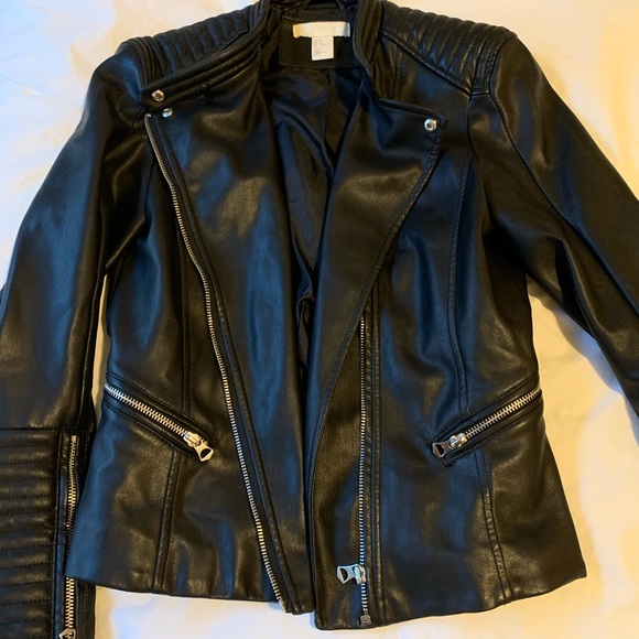 H&M | Jackets & Coats | Black Leather Jacket | Poshmark